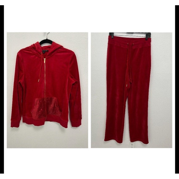 Boston Proper | Pants & Jumpsuits | Boston Proper Velour Red Sequin ...